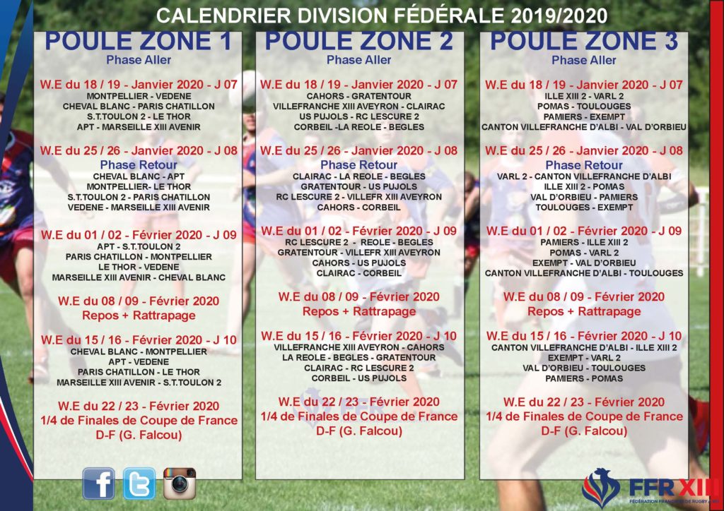 Le Calendrier Fédérale 2019/2020 est disponible - Fédération Française ...