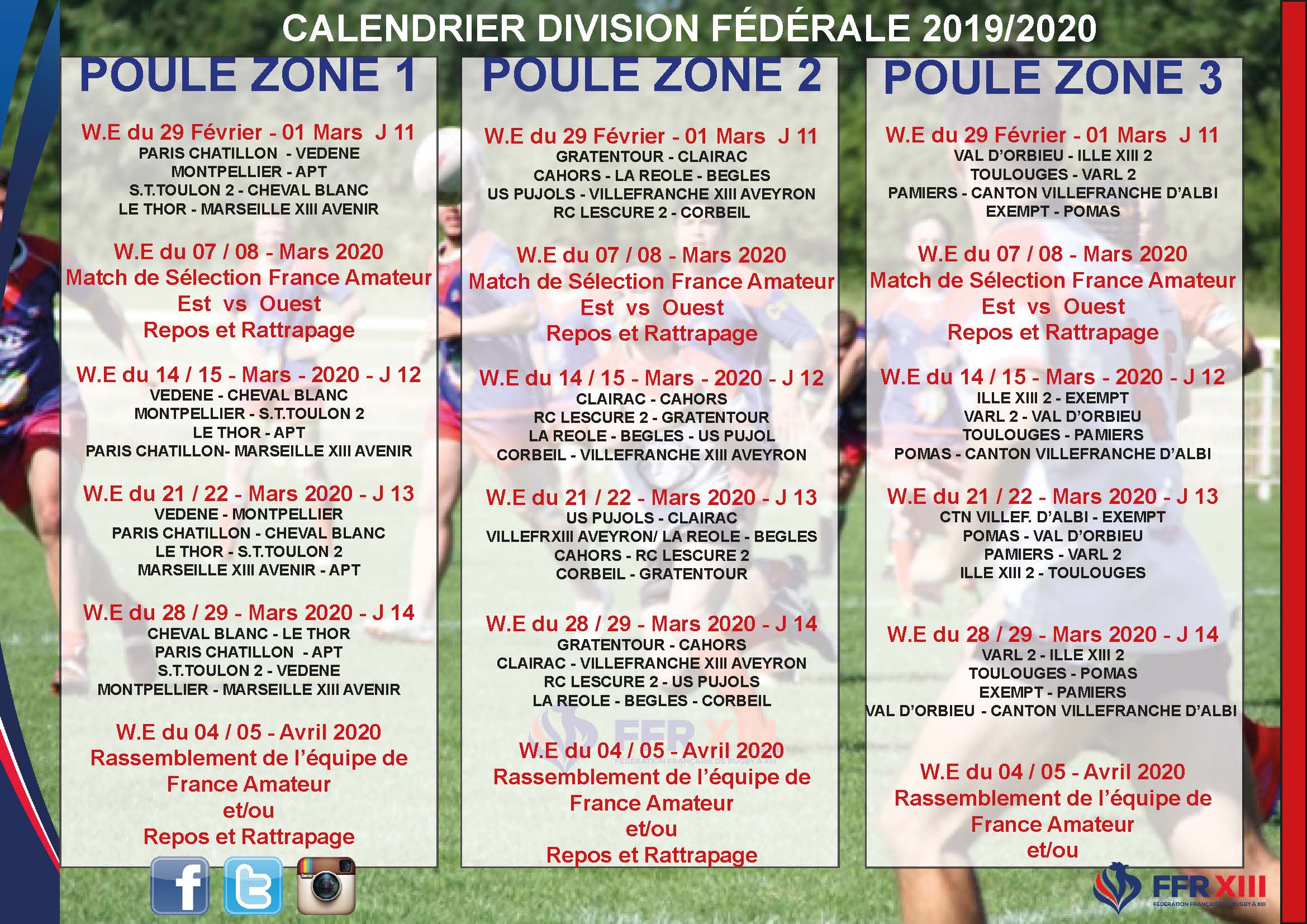 Le Calendrier Fédérale 2019/2020 est disponible - Fédération Française ...