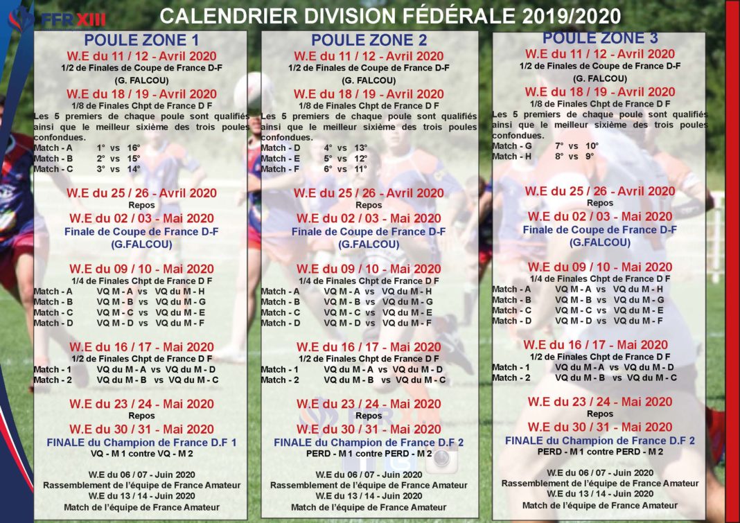 Le Calendrier Fédérale 2019/2020 est disponible - Fédération Française ...