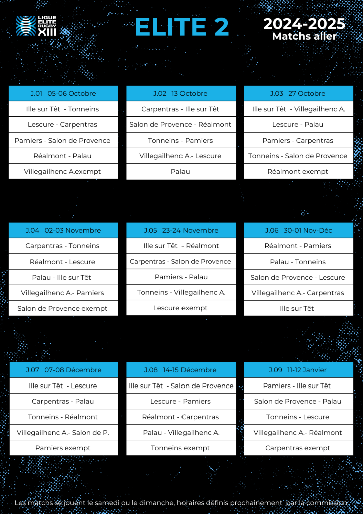 LER : les calendriers Super XIII et Elite 2 pour la saison 2024-2025 ...